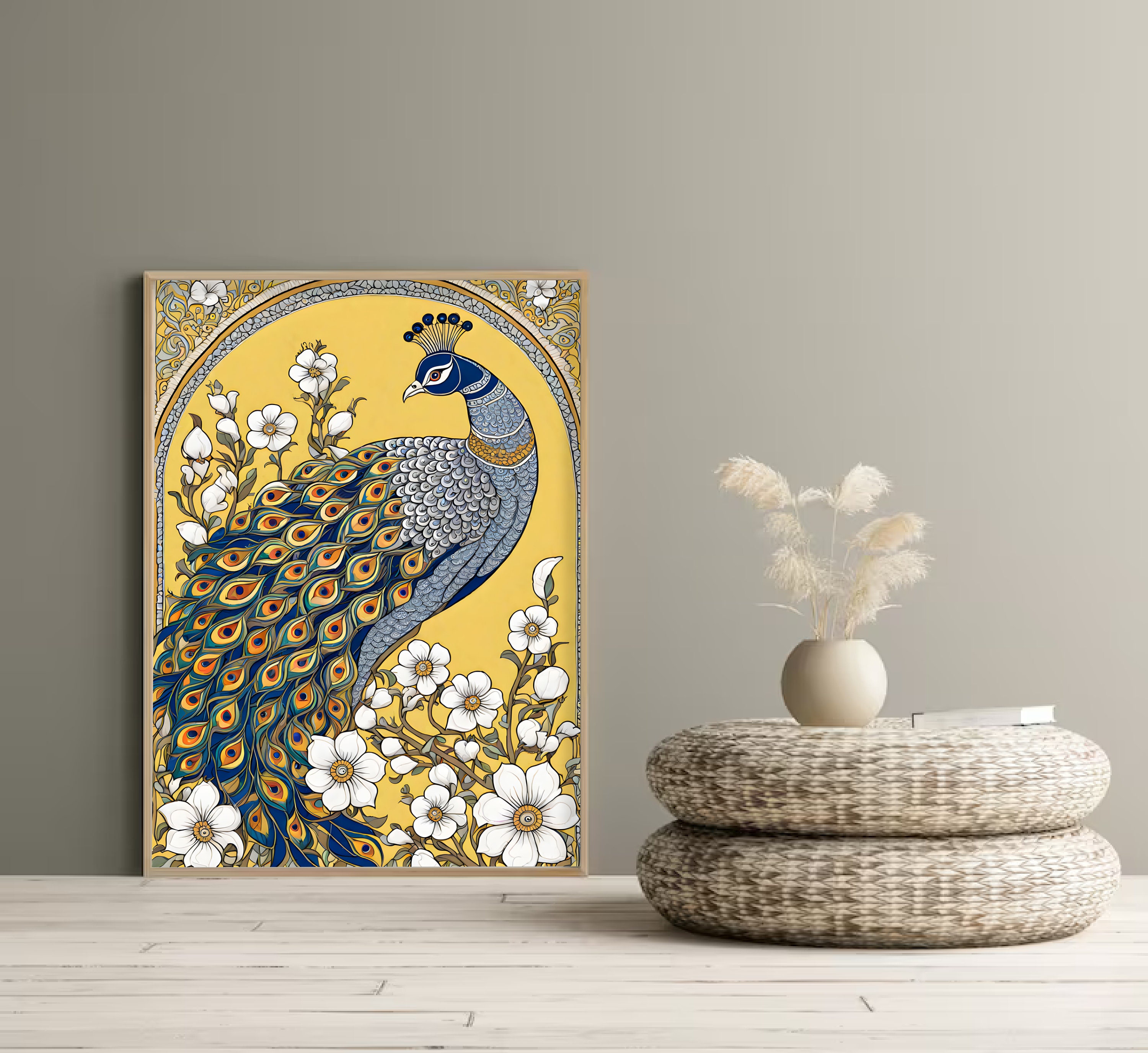 Indian Folk Art, Indian Pichawai Art Set of 3,indian Peacock Wall Art ...