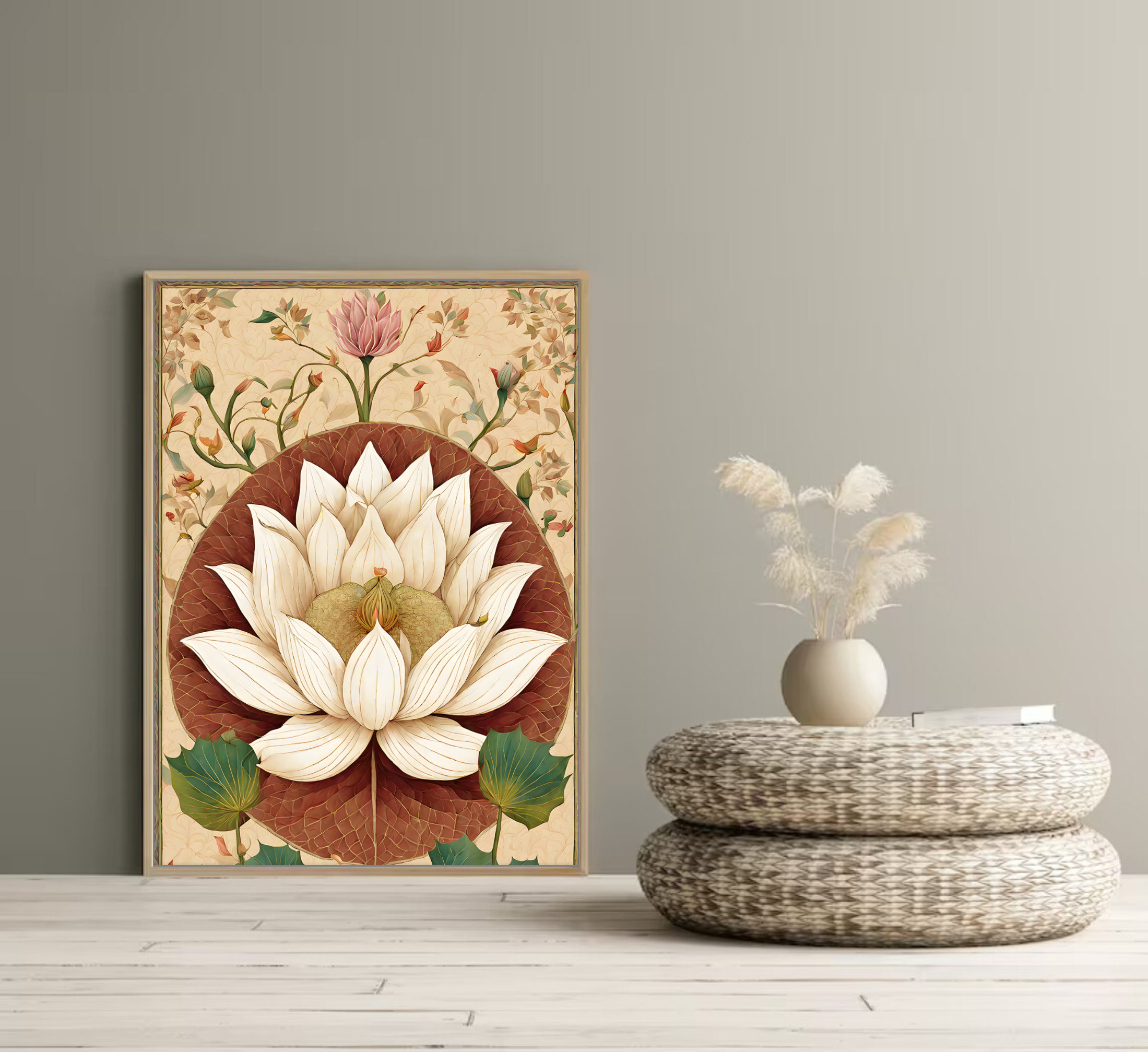 Indian Lotus Folk Art, Indian Pichawai Art, Indian Lotus Wall Art ...
