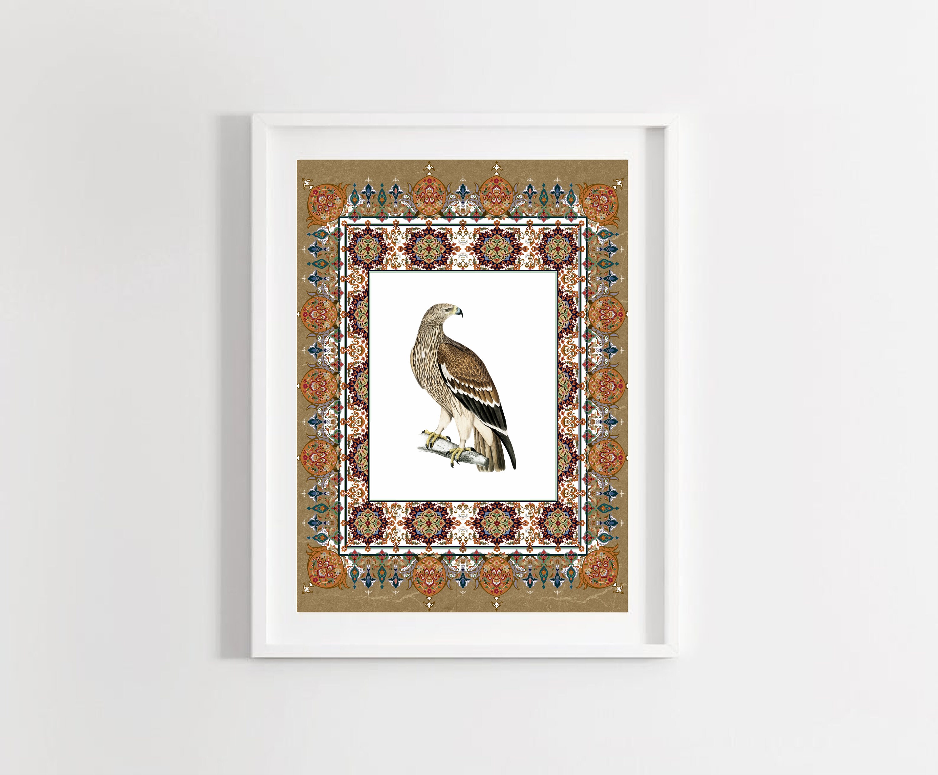 Indian Art, Indian Falcon Wall Art, Indian Mughal Miniature Painting ...