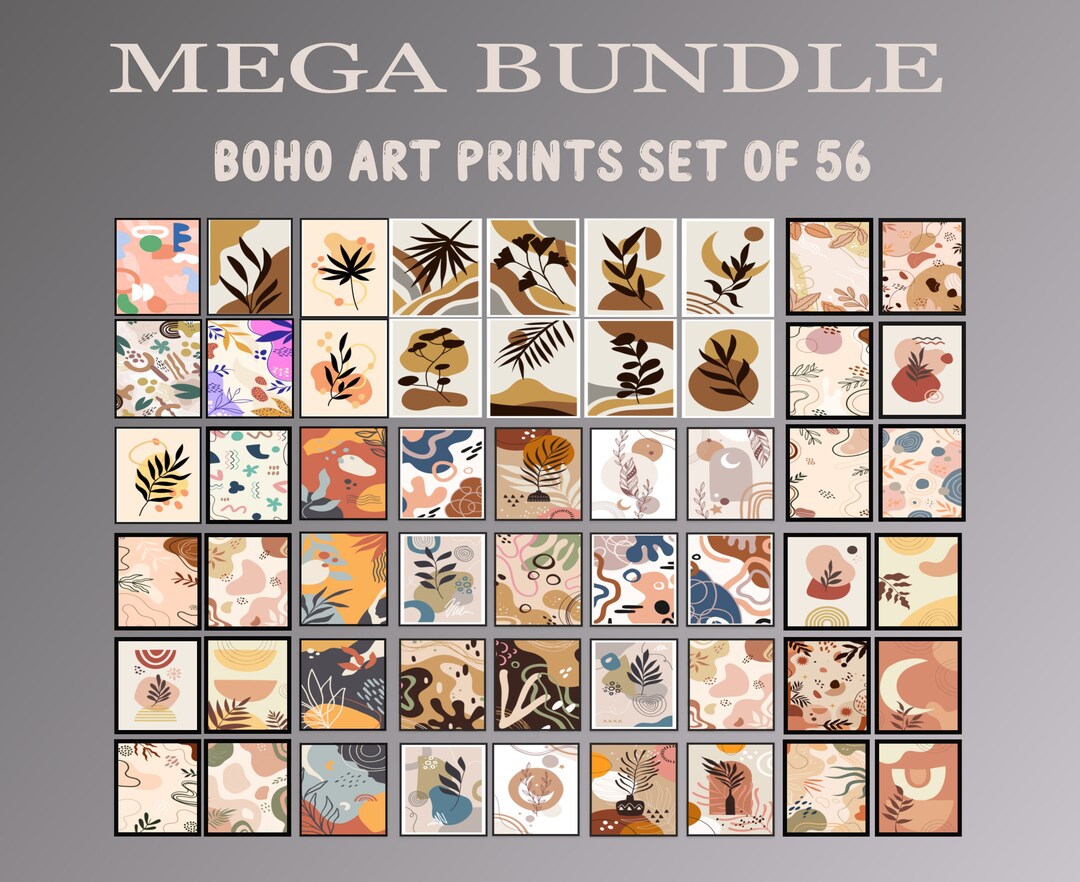 Mega Bundle of Boho Art Print Set of 56,printable Boho Bundle, Gallery ...