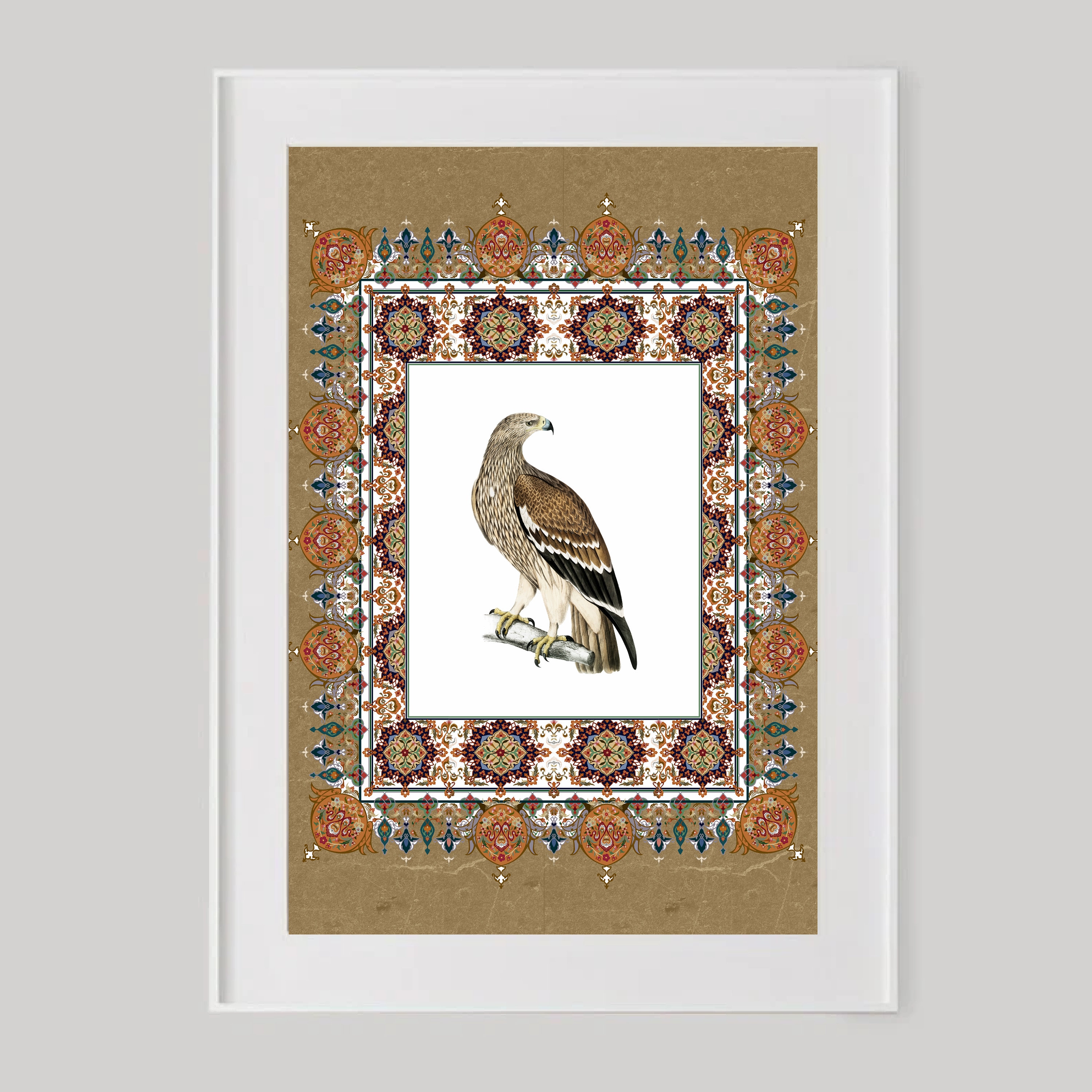 Indian Art Indian Falcon Wall Art Indian Mughal Miniature - Etsy