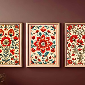 Floral Art Print Set: Traditional Folk Art (digital Download) - Etsy
