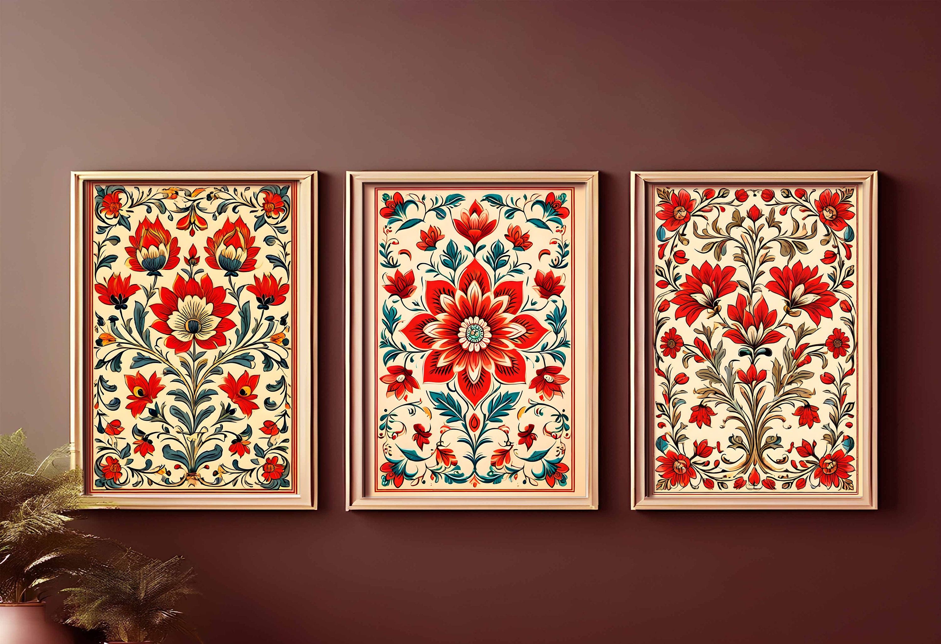 Floral Art Print Set: Traditional Folk Art (digital Download) - Etsy