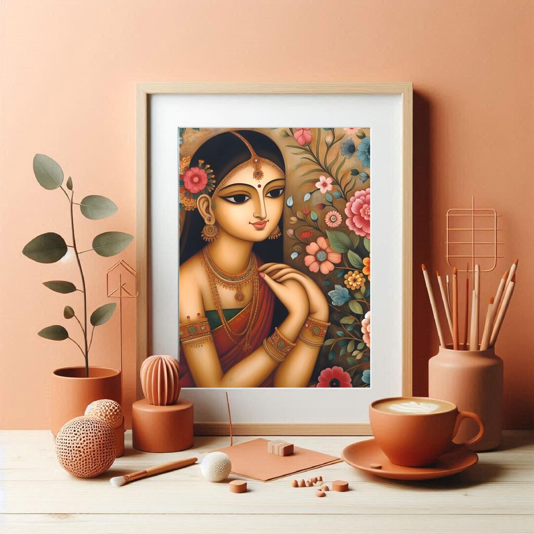 Indian Girl Art, Indian Wall Art, Indian Woman With Flower, Girl With ...