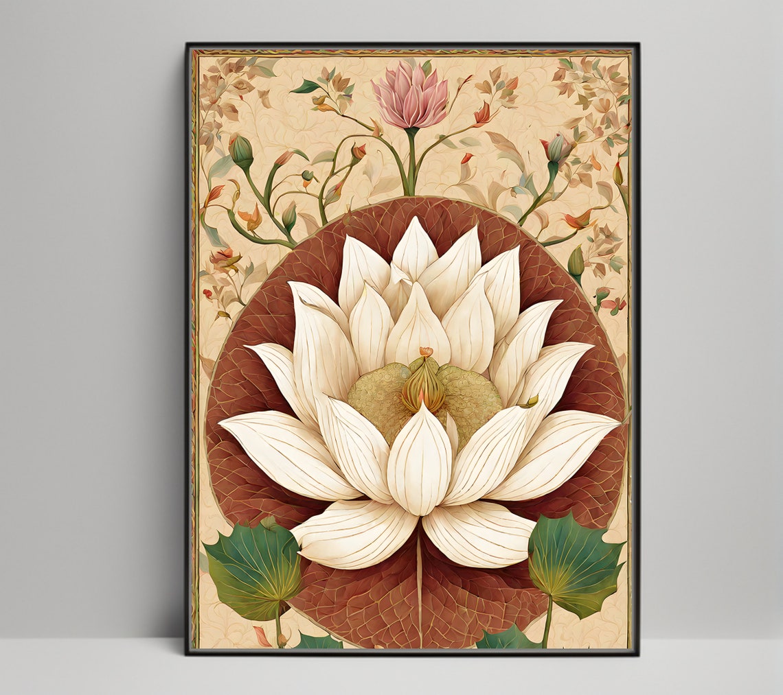 Indian Lotus Folk Art, Indian Pichawai Art, Indian Lotus Wall Art ...