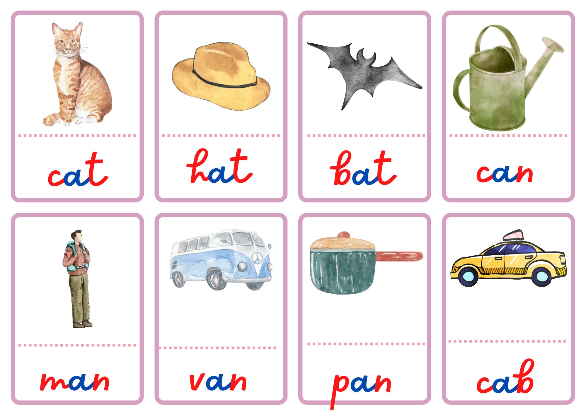 Montessori PINK Series COMPLETE SET (cursive Edition) - Etsy