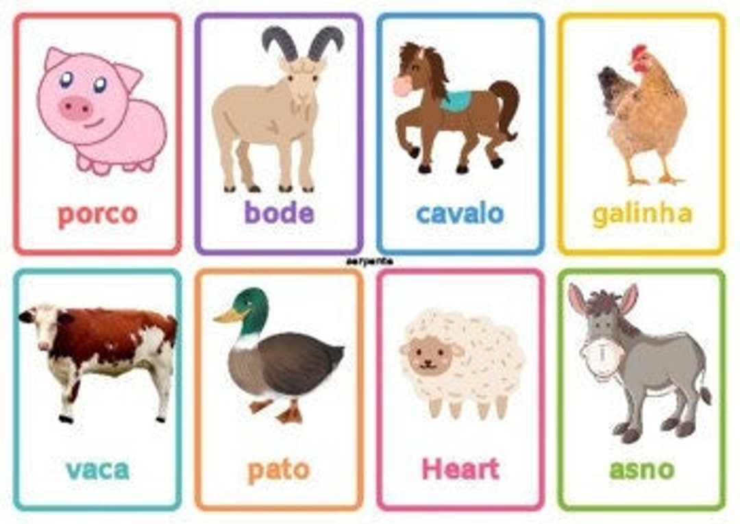 Learn Portuguese Flashcards- Farm Animals and Pets - Etsy