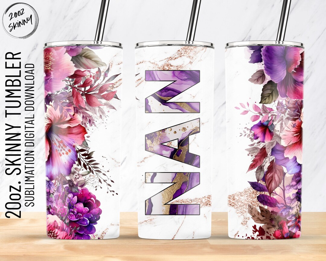 Nan Pink Red Purple Marble Tumbler Wrap, Grandmother Tumbler ...