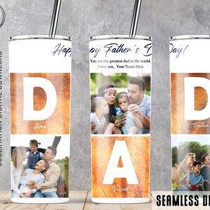 Dad Tumbler, Photo Fathers Day Tumbler, Personalized 20oz Skinny ...
