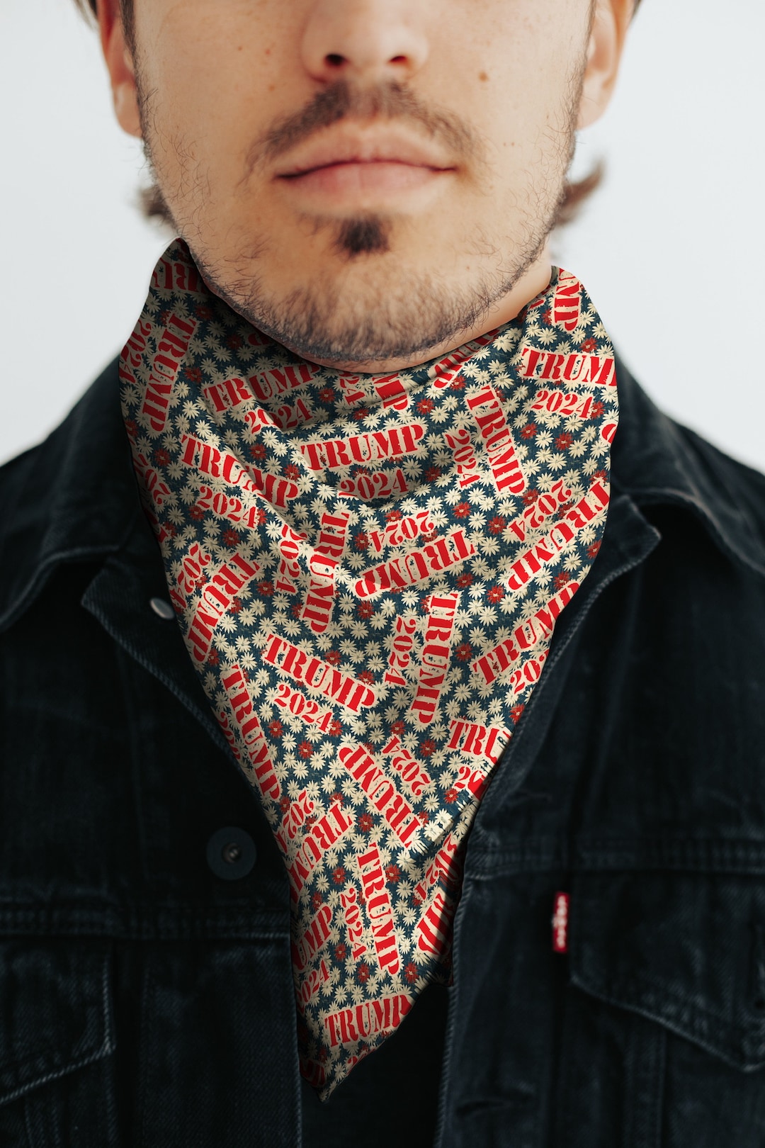TRUMP 2024 WILDRAG / Red White Blue Scarf /floral/ Maga/donald Trump ...