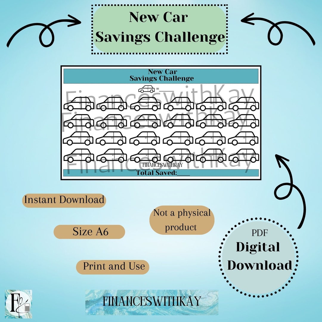 New Car Savings Challenge - A6 Size - INSTANT DIGITAL DOWNLOAD - Pdf ...
