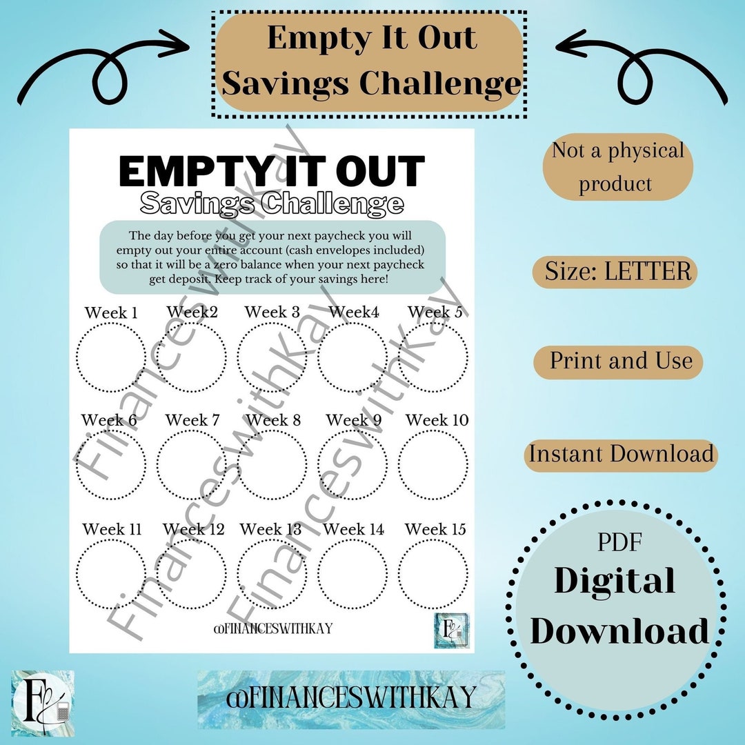 Empty It Out Savings Challenge - Us Letter Size - INSTANT DIGITAL ...