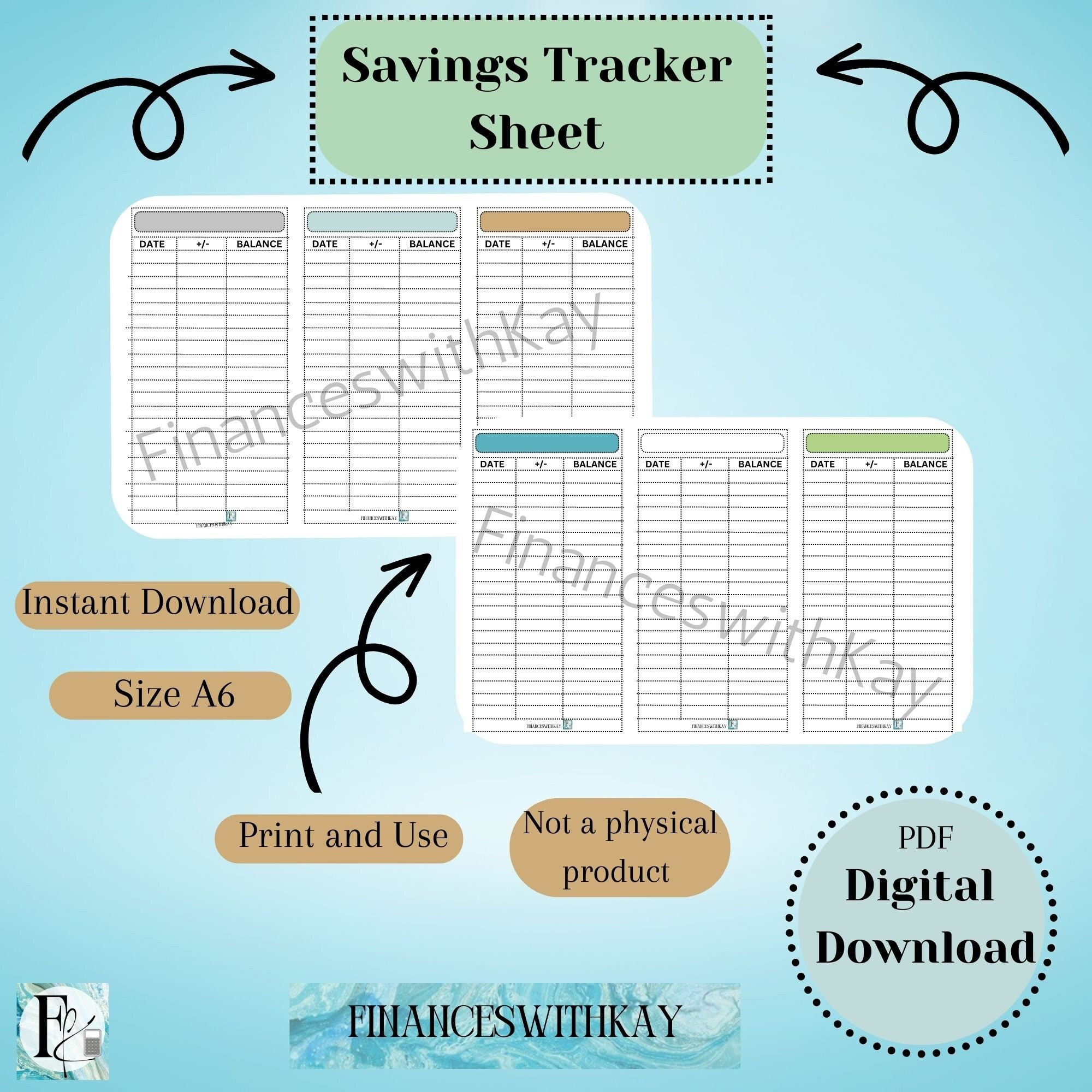 Savings Tracker Sheet A6 Size Savings Challenge INSTANT - Etsy