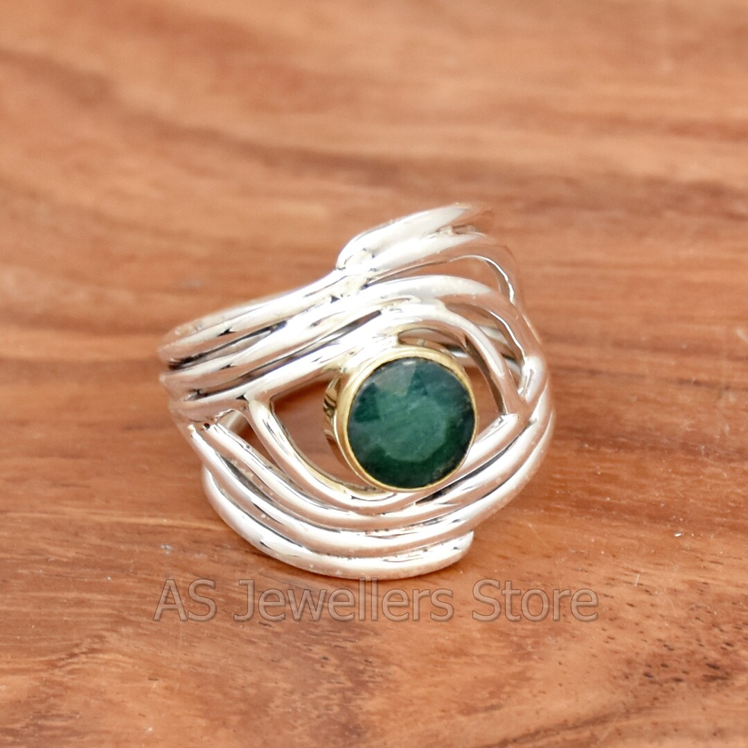 Emerald Ring, 925 Sterling Silver Ring, Girls Ring, Unique Shape Ring ...