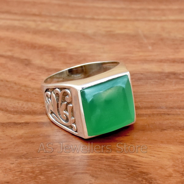 Silver Green Ring for Men - Etsy