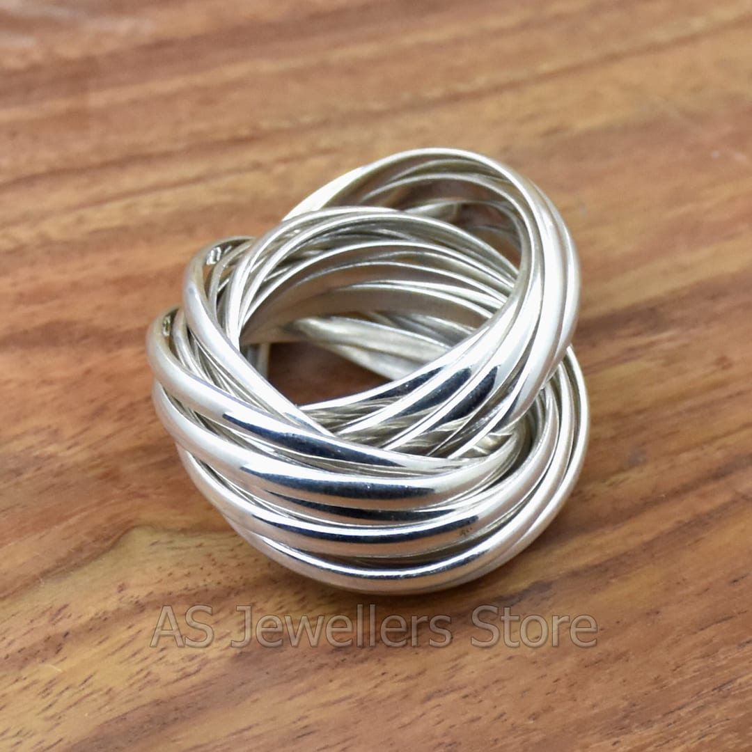 21 Band Rolling Ring, 925 Sterling Silver Ring, Multi Band Rings ...