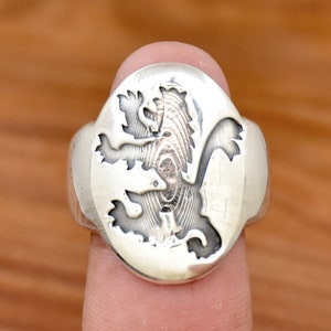 Lion Design Ring, Men's Unique Design Ring, Silver Lion Ring, Thumb ...