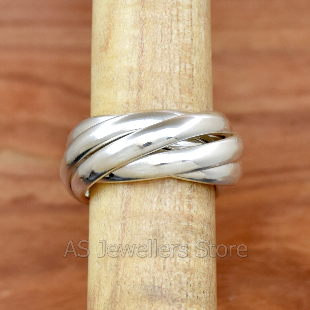 Silver Interlocking Rings, 4mm, Thumb Rings, Five Interlocking Ring ...