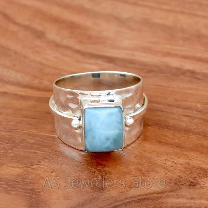 Larimar Ring 925 Sterling Silver Ring Blue Larimar Ring - Etsy