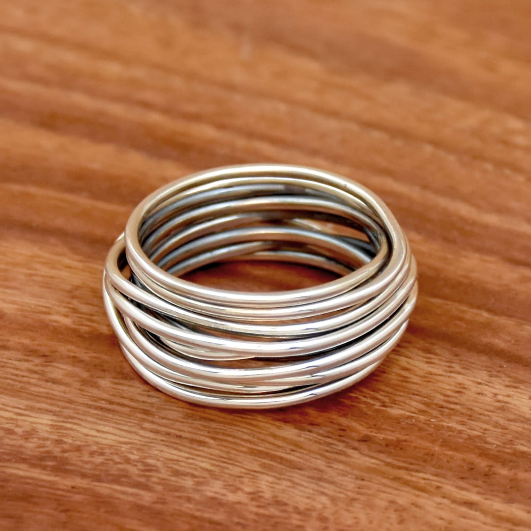 Sterling Silver Wire Ring, Band Ring, Wire Ring, Wraparound Silver Band ...