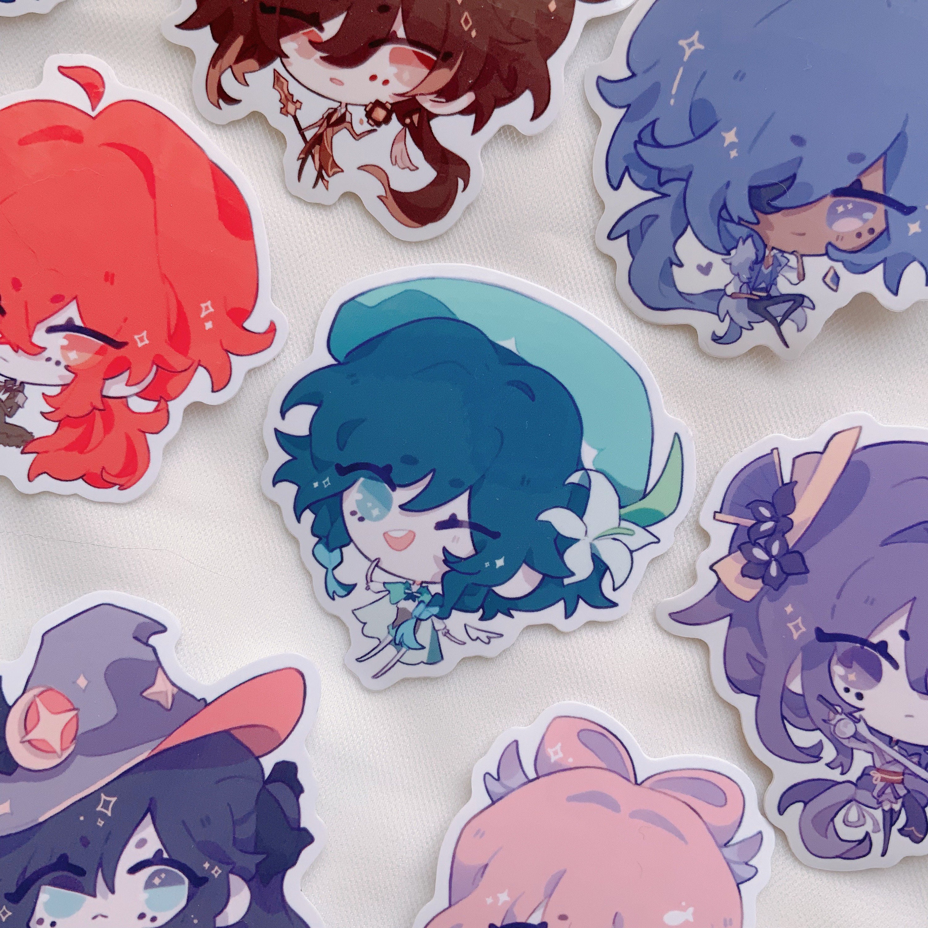 Genshin Impact Chibi Vinyl Stickers 2.5 Venti, Kaeya, Diluc, Mona ...