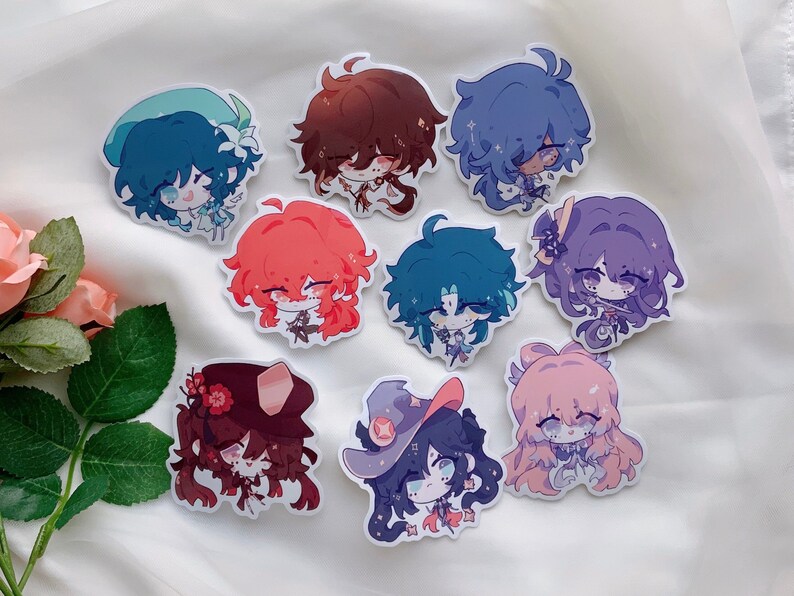 Genshin Impact Chibi Vinyl Stickers 2.5" || Venti, Kaeya, Diluc, Mona ...