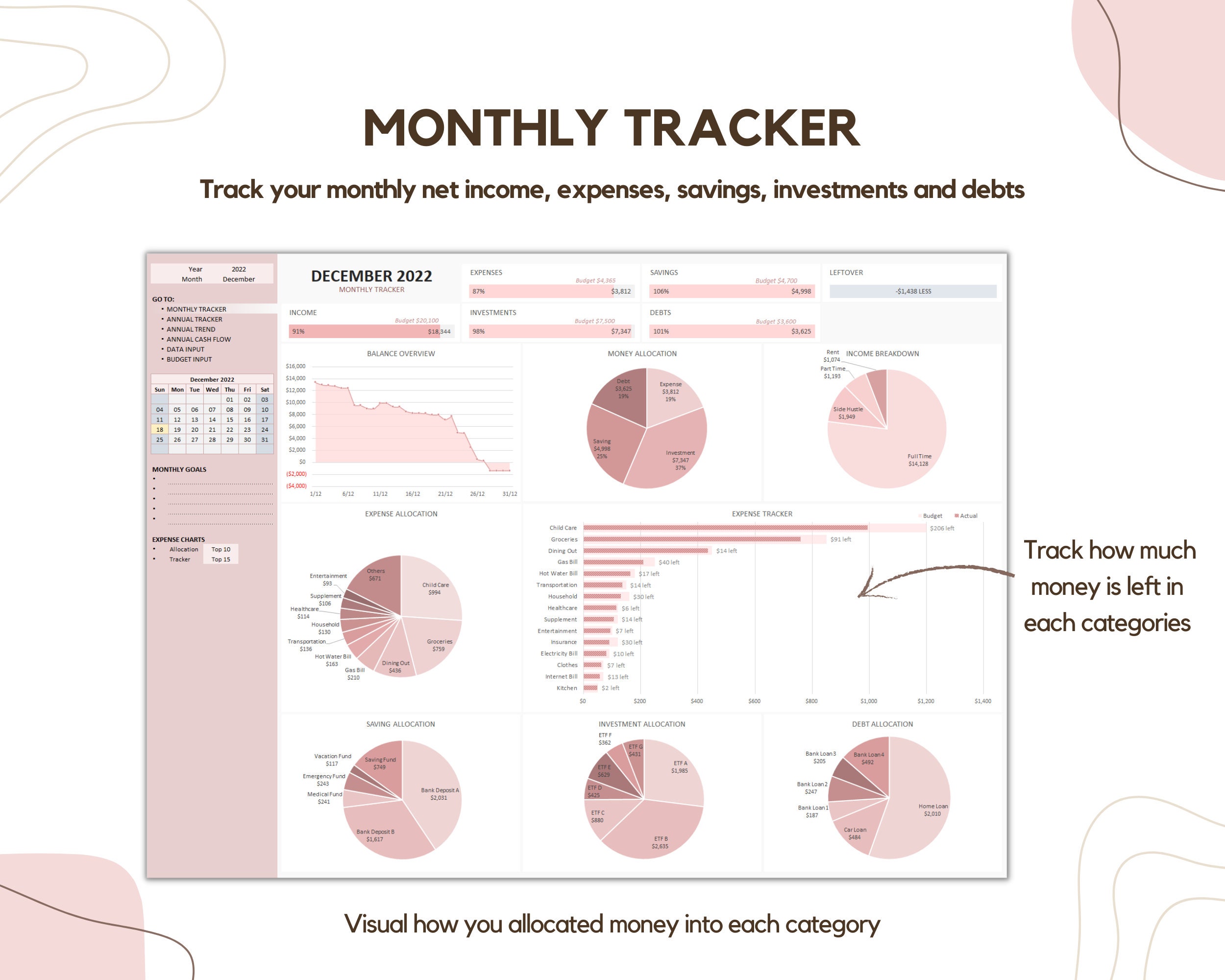 Personal Finance Dashboard | Excel Financial Planner, Expense Tracker ...