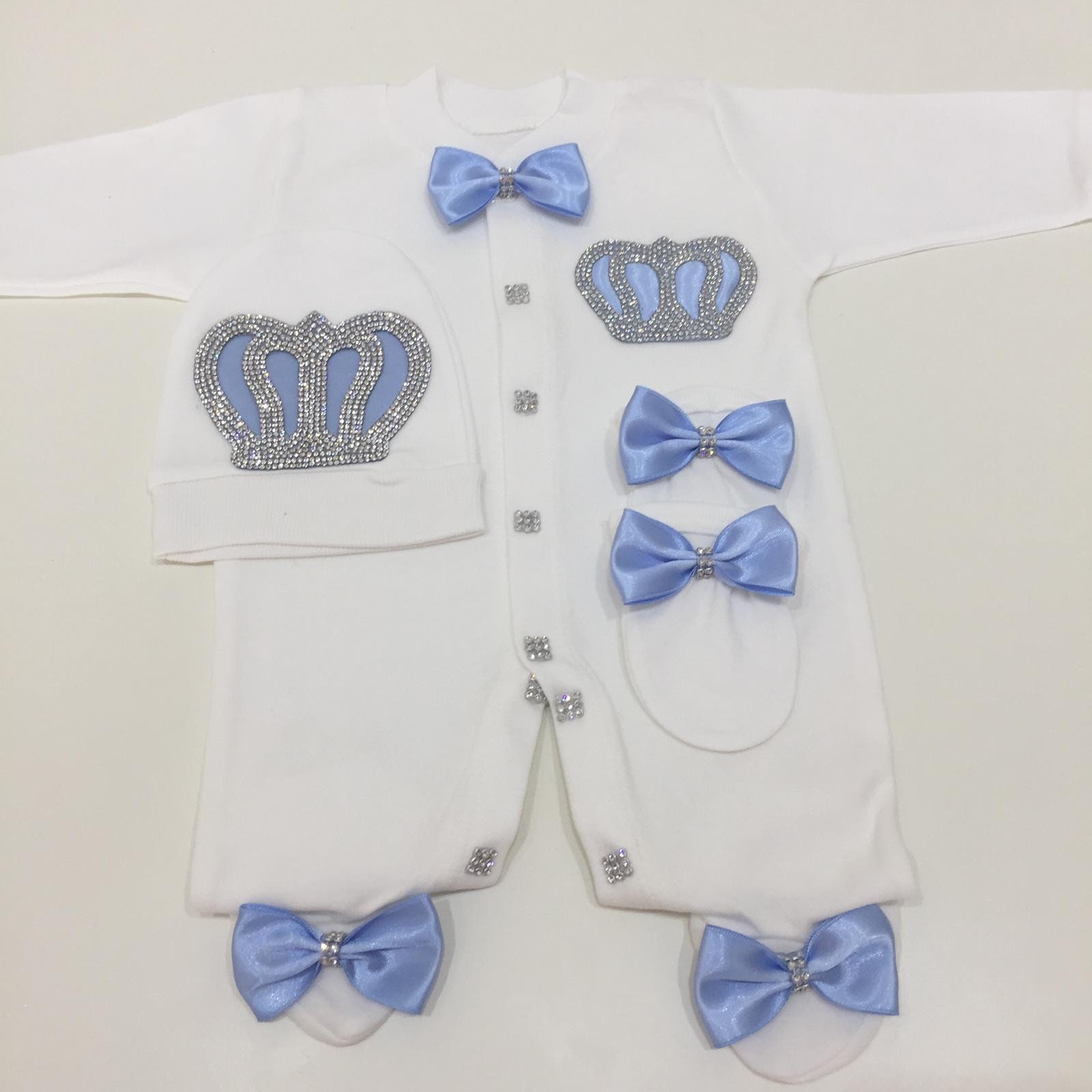 3 Piece Sky Blue Crown Jewel Baby Set. - Etsy