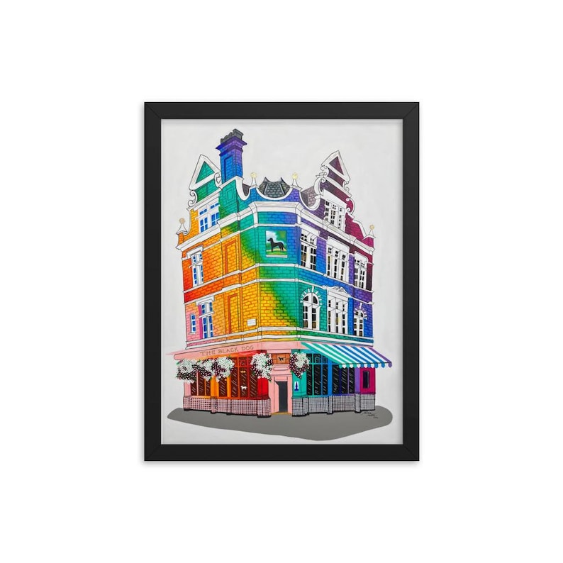 Black Dog Pub London Colourful Art / Painting. Picture in Frame. Taylor ...