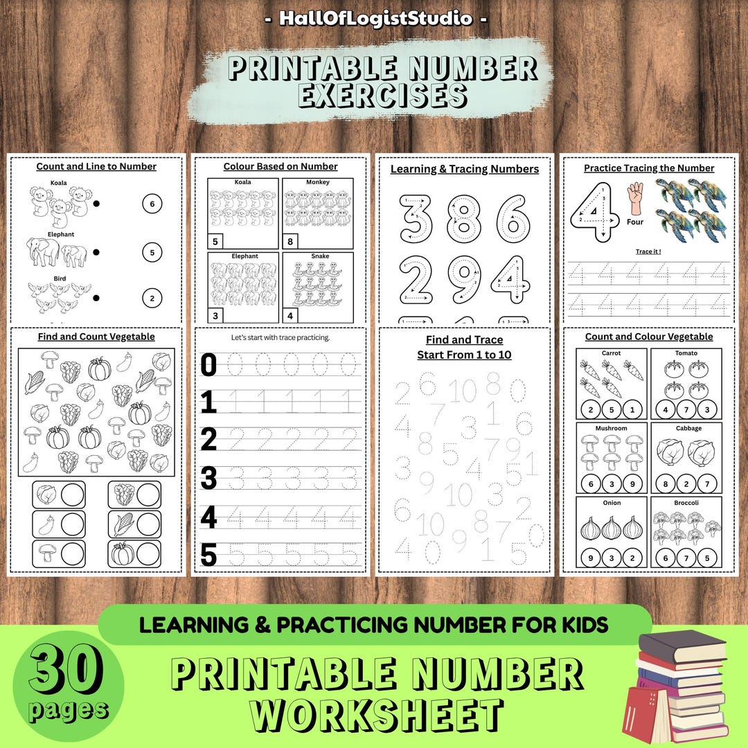 30-page Number Practice Worksheets – Tracing, Counting, Writing ...