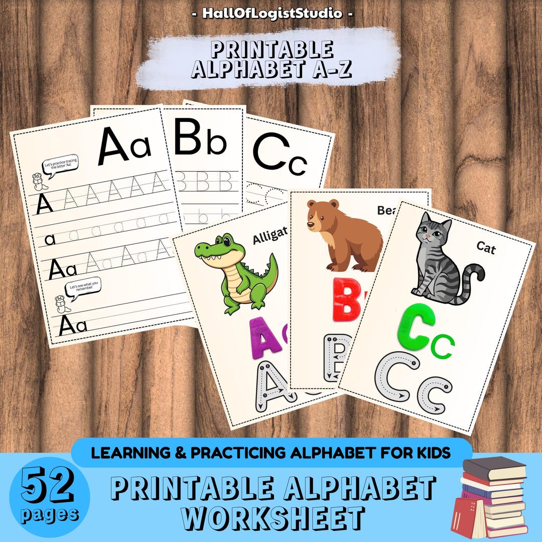 52 Pages Alphabet Tracing, Printable Alphabet Tracing Worksheets, ABC ...
