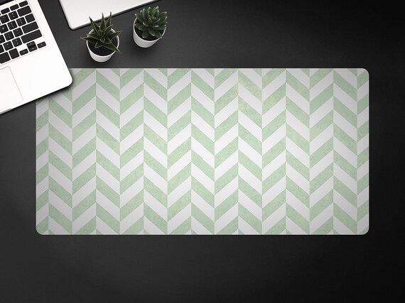Light Green Herringbone Pattern Desk Mat Green Table | Etsy