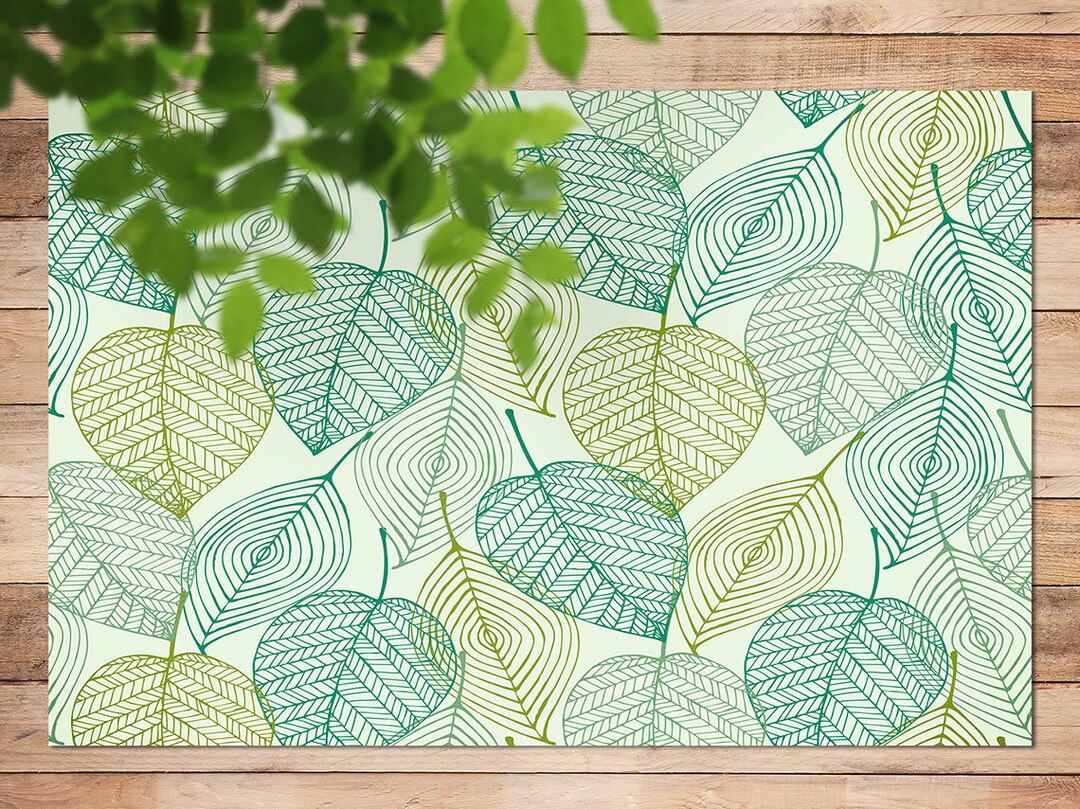 Compositions of Greenly Leaves in A Line Vinyl Rug, Green Vinyl Runner ...