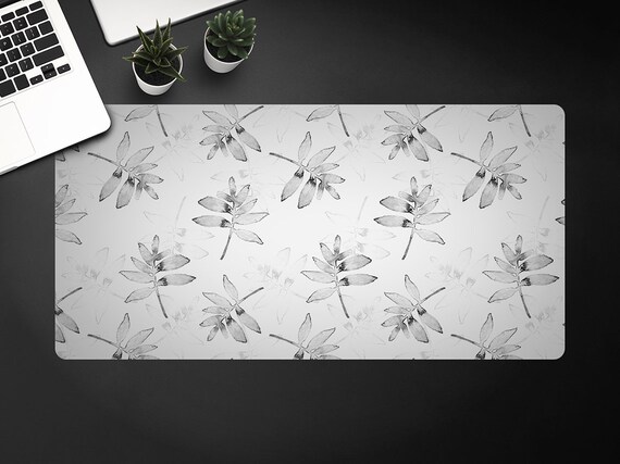 Black Leaves Desk Pad White Keyboard Pad Gray Desktop - Etsy