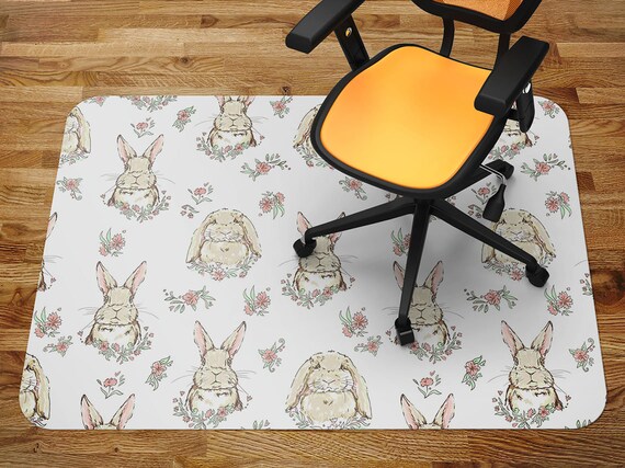 Rabbits Chair Mat Green Office Vinyl Floor Mat White Floor | Etsy
