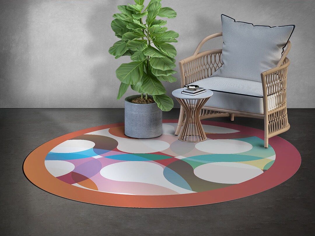 Groovy Round Carpet Vinyl Red Vinyl Rug Colorful Round Mat - Etsy