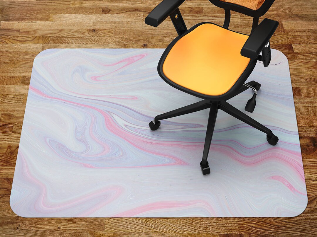 Candy Marble Chair Mat Carpet, Pink Glass Chair Mat, White Office Vinyl ...
