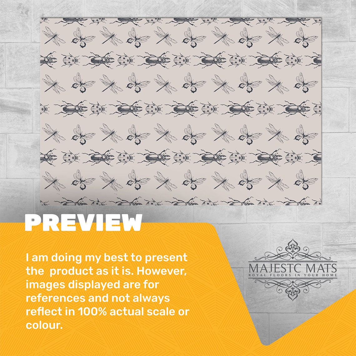 Dessin d'un insecte tapis en vinyle, serpillère en vinyle beige, sol en ...