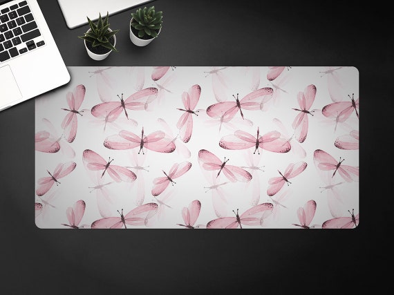 Pink Butterflies Desk Pad White Keyboard Pad Pink Desktop - Etsy