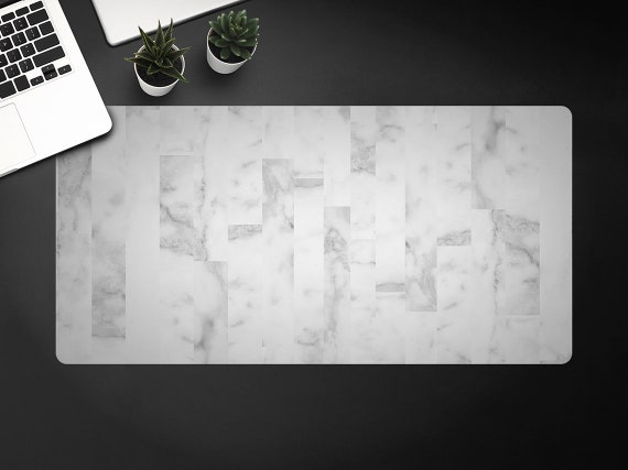 Marble Panels Desk Pad Gray Keyboard Pad White Desktop | Etsy
