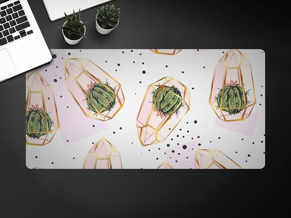 Geometric Watercolor Cacti Desk Pad Pink Keyboard Pad Beige - Etsy