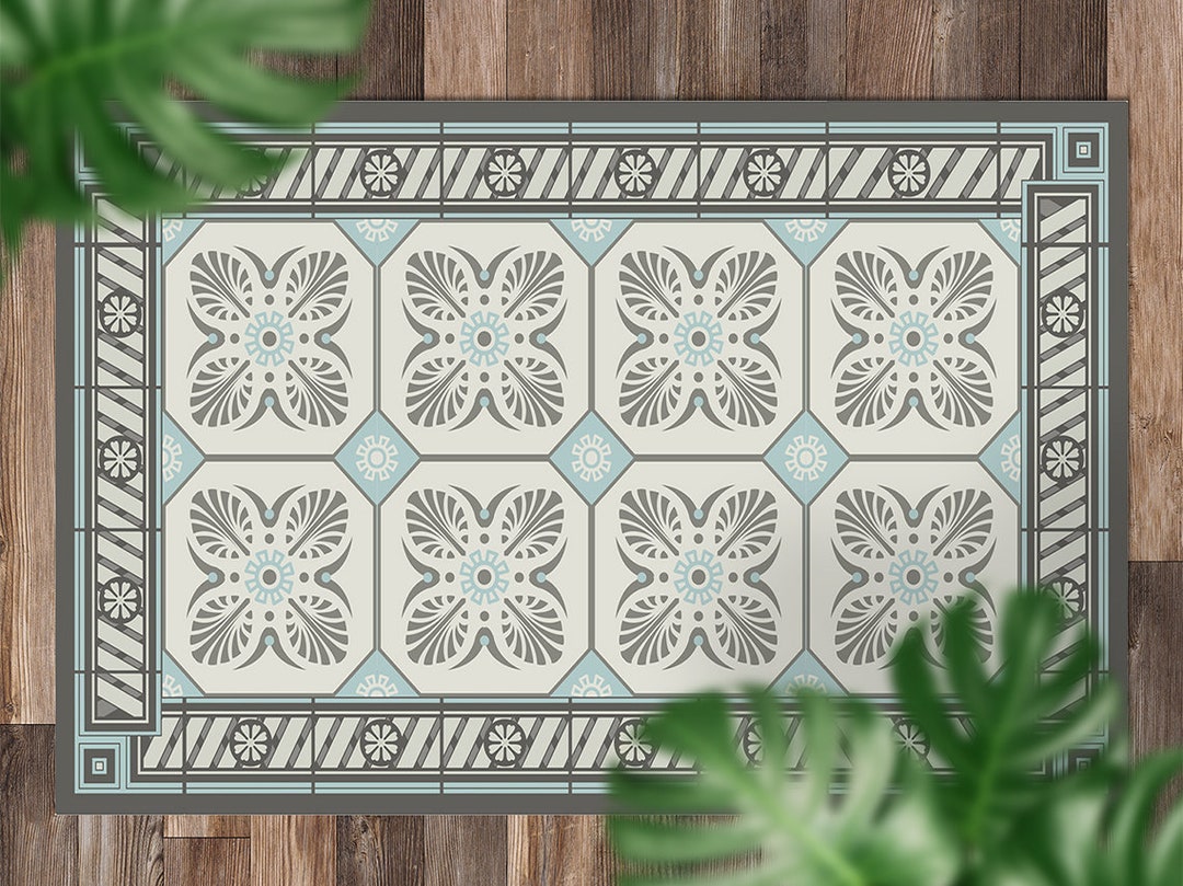 Retro Classic Portugal Floor Pattern Outdoor Rug, Green Outdoor Mat for ...