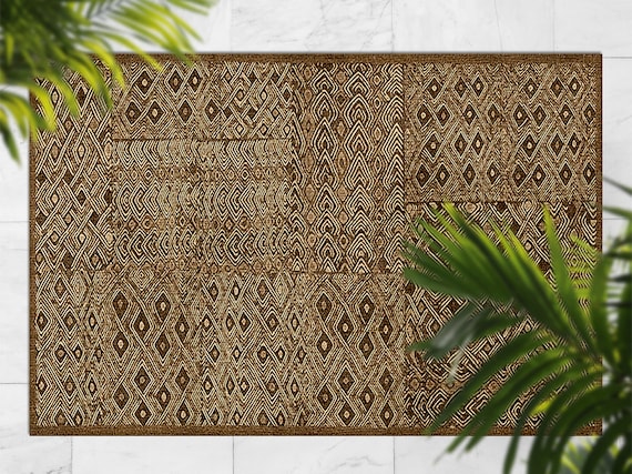Light Brown Ethnic Texture Outdoor Rug Brown Outdoor Mat for - Etsy