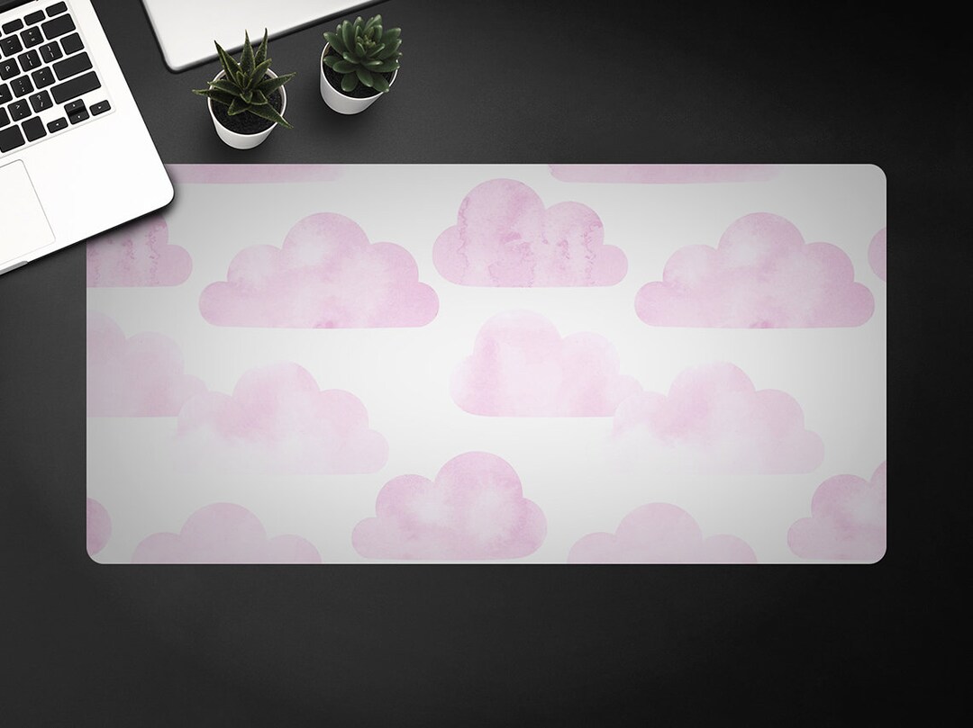 Pink Clouds Desk Mat Pink Table Protector Accessories White - Etsy