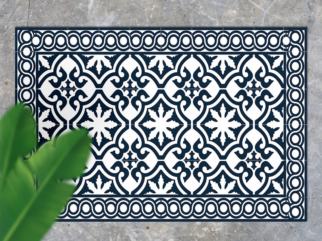 Blue Ice in Chain Frame Outdoor Rug, Blue Outdoor Mat for Patio, White ...