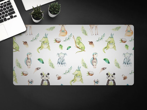 Cute Indian Animals Desk Mat Green Table Protector - Etsy
