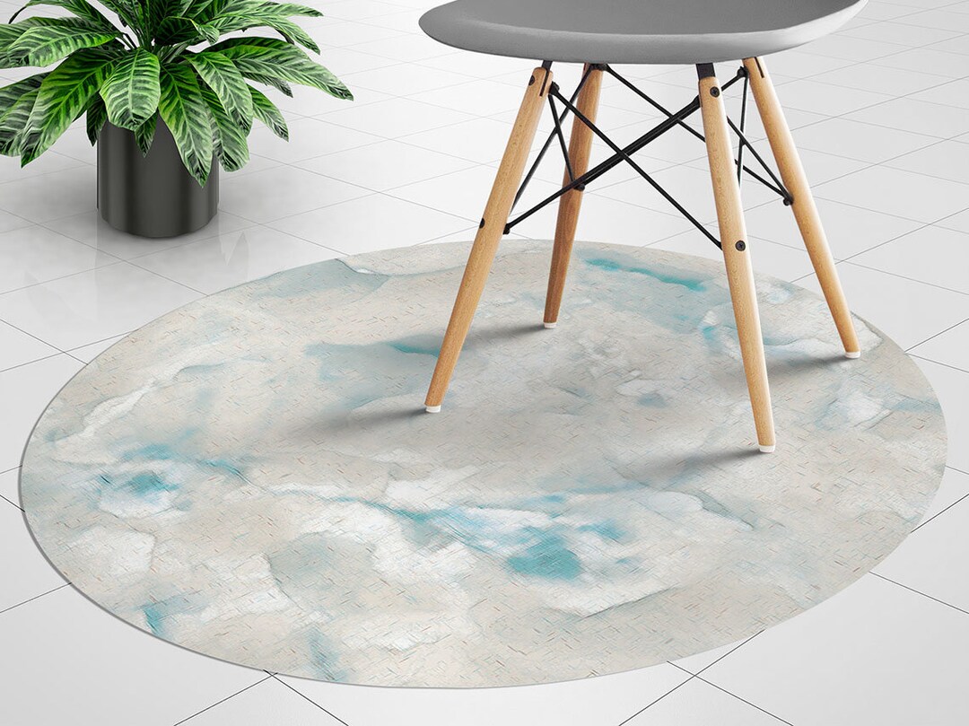 High Resolution Natural Marble Round Chair Mat, Gray Mat Under Chair ...