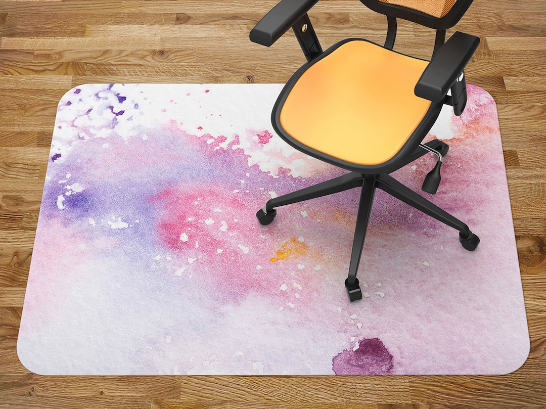 Candy Watercolor Stains Chair Mat, Pink Office Vinyl Floor Mat, Purple ...