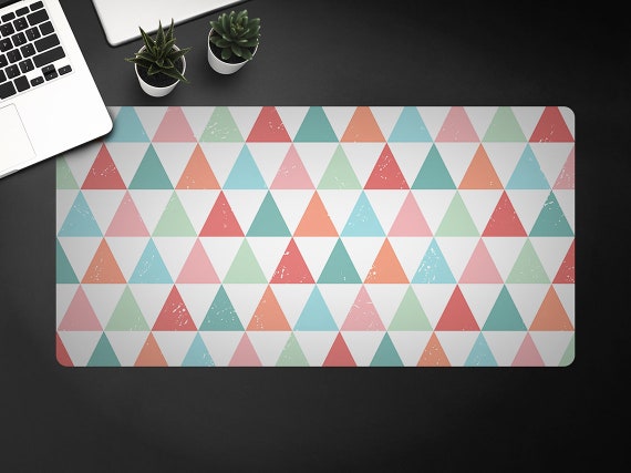 Colored Triangles Desk Mat Blue Table Protector Accessories - Etsy
