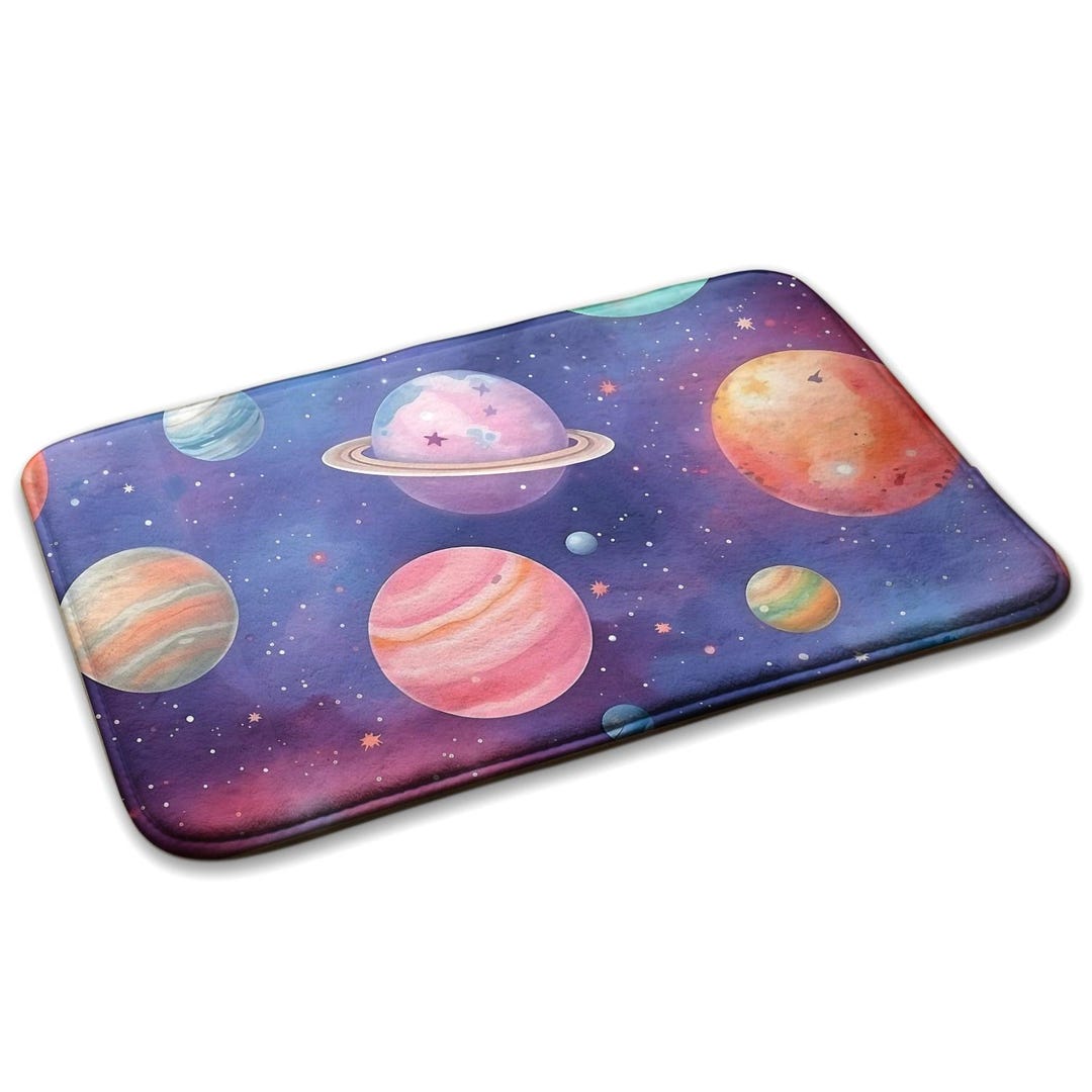 Planets in Space Soft Kids Rug, Purple Kids Decorations, Children's ...
